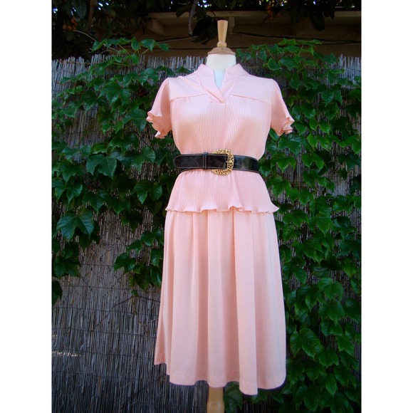 no brand | Dresses | Vintage 6s Peach Ruffle Flutter Sleeve Day Dress ...